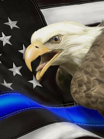 Police Blue Line Eagle Art - Matthew Piotrowicz | AllPosters.com