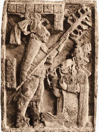 'Mayan Stone Relief of Xoc Performing a Blood-Letting Ritual' Giclee ...