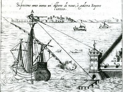 'Measuring the Distance from Ship to Shore, Using a Quadrant Marked ...