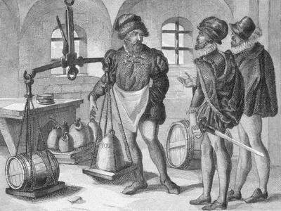 'Medieval Merchants Weighing Goods' Giclee Print | AllPosters.com