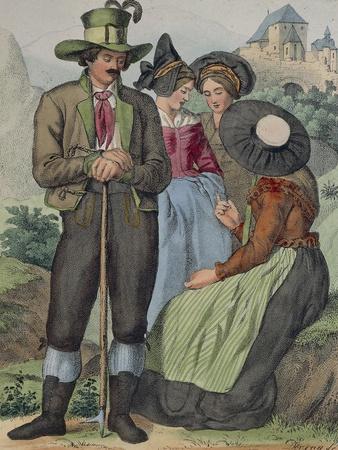 'Men and Women Tyrolean Traditional Costumes' Giclee Print | AllPosters.com