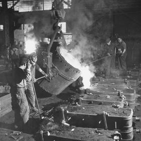'Men Working at the Iron and Steel Mill' Photographic Print - Peter ...
