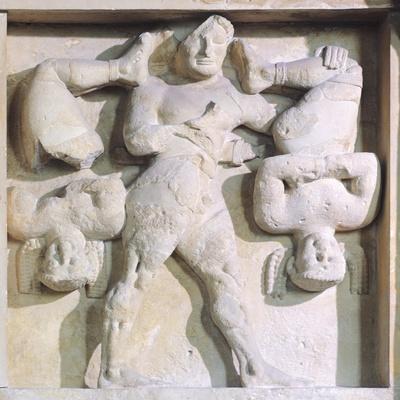 'Metope Depicting Hercules and Captured Cercopes Robbers, from ...