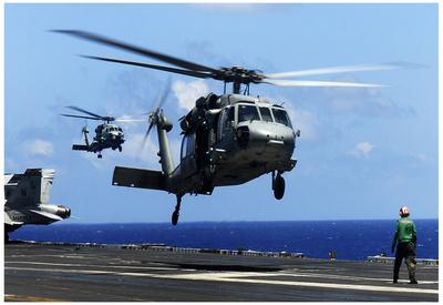 'MH-60S Sea Hawk Helicopter (Landing on Air Craft Carrier) Art Poster ...