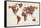 'Butterflies Map of the World' Stretched Canvas Print - Michael ...