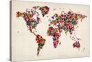 'Butterflies Map of the World' Stretched Canvas Print - Michael ...