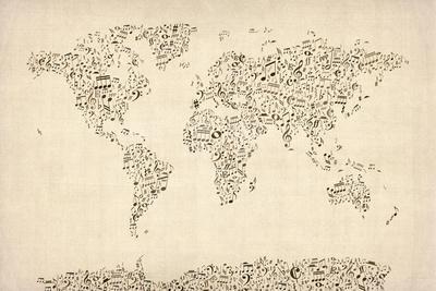 'Musical Instruments Map of the World' Posters - Michael Tompsett ...