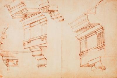 Study for Entablature and Cornice; Drawing by Michelangelo. Casa ...
