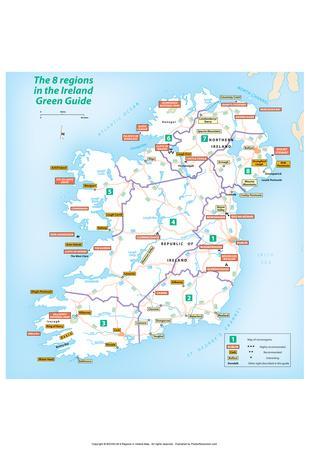 'Michelin Official Regions of Ireland Green Guide Map Art Print Poster ...