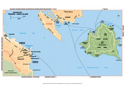 'Michelin Official Sausalito Tiburon Angel Island Map Art Print Poster ...