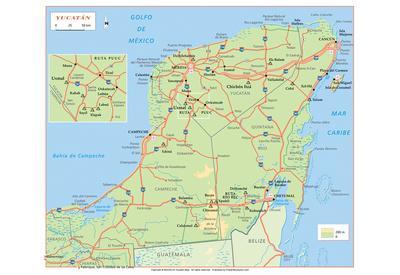 'Michelin Official Yucatan Penninsula Map Art Print Poster' Poster ...