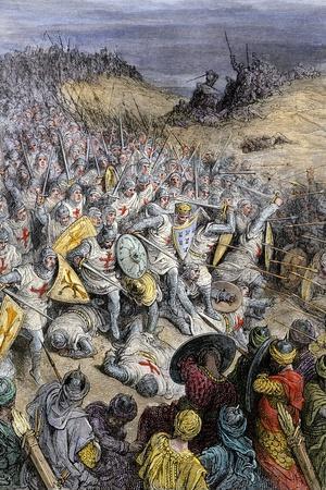 Middle Ages: First Crusade. Godefroy De Bouillon Crusade Defeating the ...