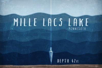 'Mille Lacs Lake, Minnesota - Lake Essentials - Lake Depth - Lantern Press Artwork' Print ...