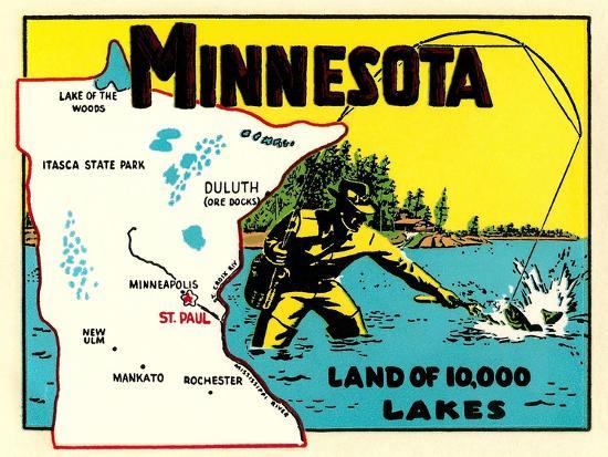 'Minnesota, Land of 10,000 Lakes' Art | AllPosters.com 'Minnesota, Land of 10,000 Lakes' Art | AllPosters.com