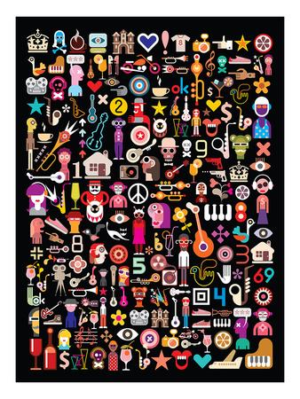 'Mixed Emoticon Symbol Collage' Prints | AllPosters.com