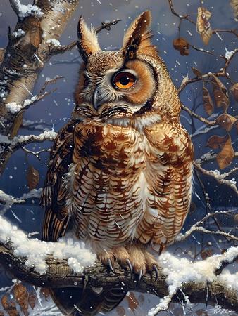 Imperial Owl On The Branch Giclee Print - Momart | AllPosters.com