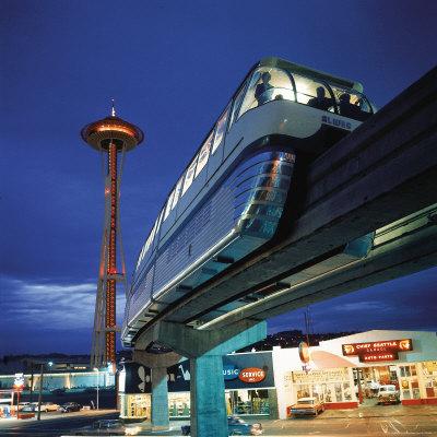 'Monorail at Century 21, Seattle World's Fair. Space Needle in ...