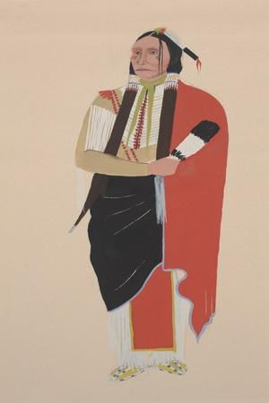'Comanche Chief, C.1934 (Watercolor)' Giclee Print - Monroe Tsatoke ...