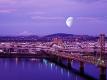'Moon Over the City with Mt Hood in the Background, Portland, Oregon ...