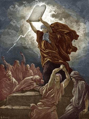 'Moses breaks the tablets of the law by Doré - Bible' Giclee Print ...