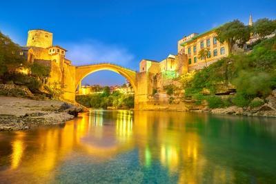 'Mostar, Bosnia and Herzegovina - evening view at Stari Most or Old ...