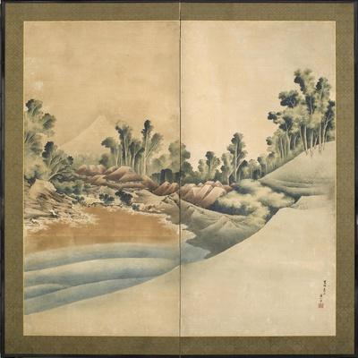 'Mount Fuji and Enoshima, Edo Period, C.1825' Giclee Print - Katsushika ...