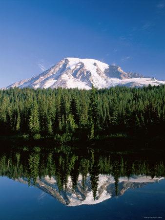 'Mount Rainier National Park, Mount Rainier with Snow, Washington, USA ...