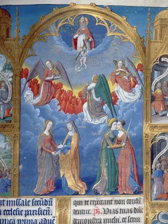 'Ms 412 the Trinity Surrounded by Three Angels and Below Them ...