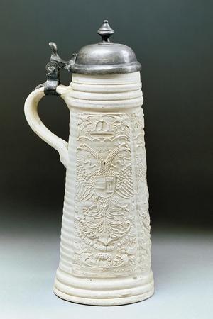 'Mug, White Glazed Stoneware, Siegburg Manufacture, North Rhine ...