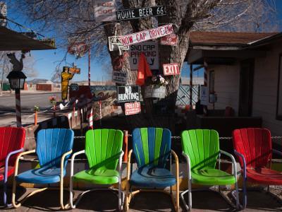 'Multi-Colored Chairs at a Sidewalk Cafe, Route 66, Seligman, Yavapai ...