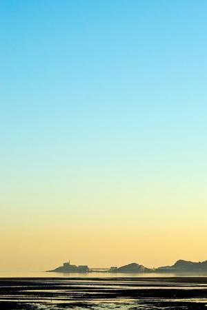 'Mumbles Head & Lighthouse in Sunset Afterglow across Lowtide Swansea ...