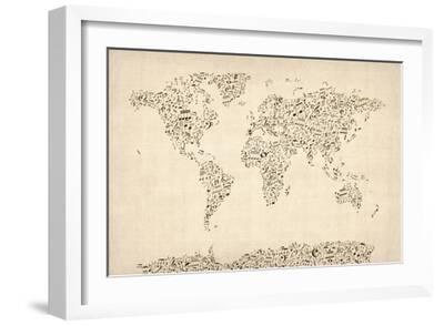 'Music Notes Map of the World Map' Prints - Michael Tompsett ...