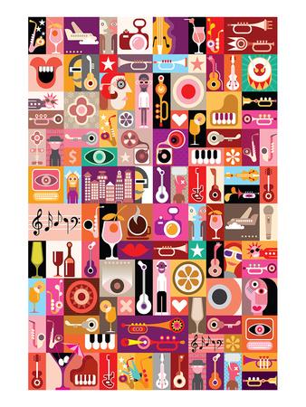 'Music & Party Symbol Collage' Prints | AllPosters.com