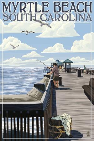 'Myrtle Beach, South Carolina - Pier Scene' Posters - Lantern Press ...