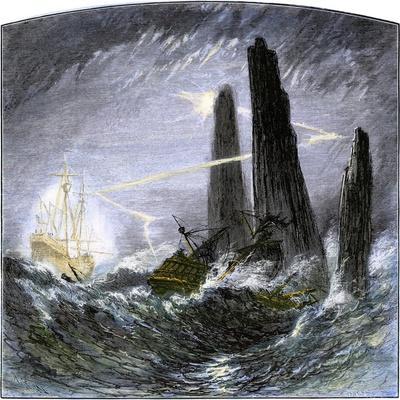 'Myths and Legends: the Ghost Ship Attracts the Sailors' Ship against ...
