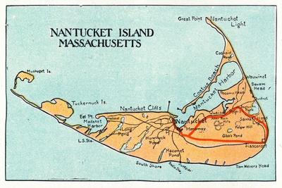 'Nantucket, Massachusetts - Map of the Island' Poster - Lantern Press ...