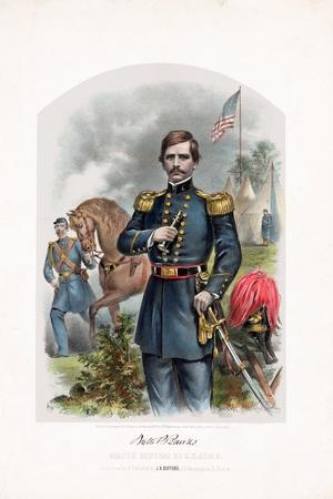 'Nathaniel P. Banks, Major General of U.S. Army, Pub. 1861 (Colour ...