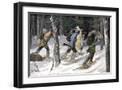 'Native American Trappers Carrying Furs on Snowshoes in a Forest of the ...