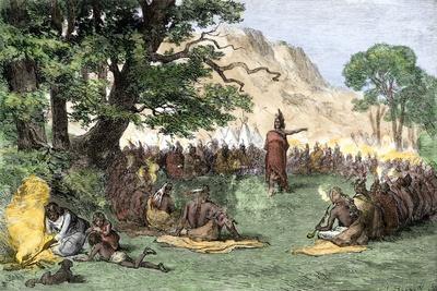 'Native Population of America: Indians. Pontiac (1714-1769) with His ...