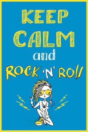 'Keep Calm and Rock and Roll , Hand Drawn, Vector Background' Poster ...
