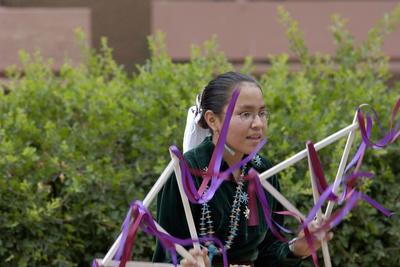 'Navajo Blue Eagle Dancer Performing the Ribbon Dance at the Gallup ...