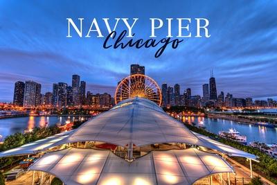 'Navy Pier, Chicago - Pier & Skyline at Night - Lantern Press ...