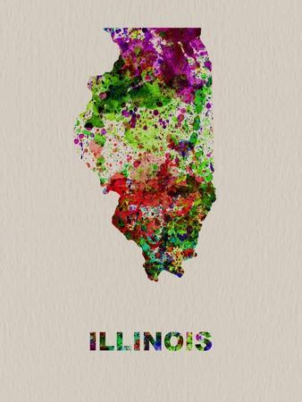 'Illinois Color Splatter Map' Prints - NaxArt | AllPosters.com
