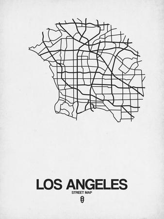 'Los Angeles Street Map White' Prints - NaxArt | AllPosters.com