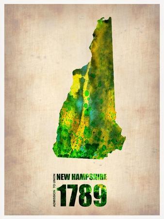 'New Hampshire Watercolor Map' Prints - NaxArt | AllPosters.com