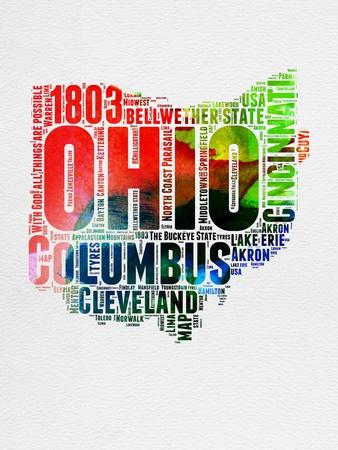 'Ohio Watercolor Word Cloud' Posters - NaxArt | AllPosters.com