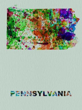 'Pennsylvania Color Splatter Map' Print - NaxArt | AllPosters.com