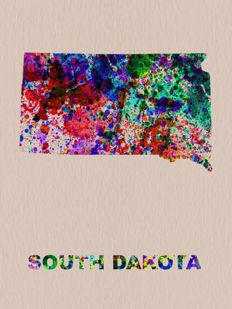 South Dakota Color Splatter Map Prints - NaxArt | AllPosters.com