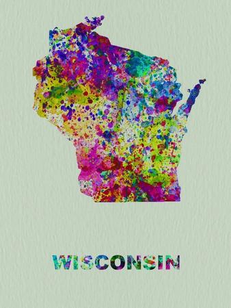 'Wisconsin Color Splatter Map' Poster - NaxArt | AllPosters.com