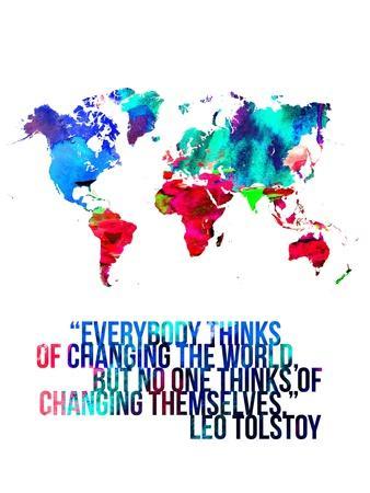 World Map Quote Leo Tolstoy Prints - NaxArt | AllPosters.com